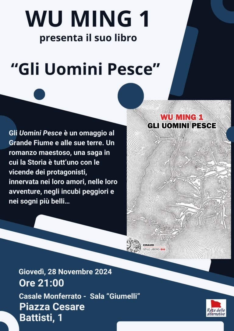 A Casale Wu Ming 1 presenta il suo libro "Gli uomini pesce"